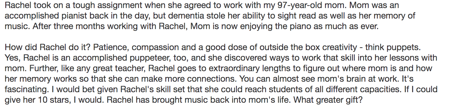 Rachel’s Piano Lessons!